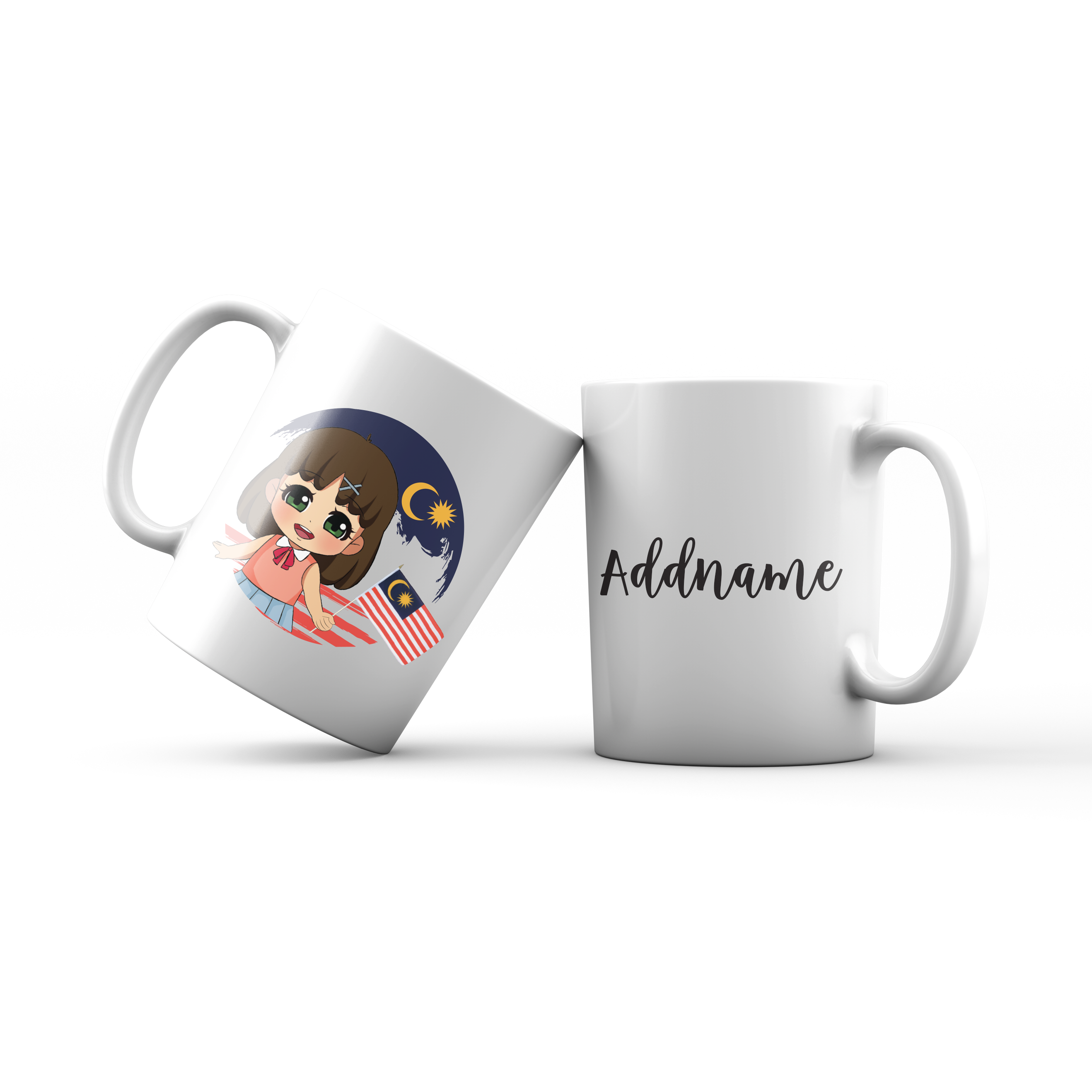 Merdeka Series Round Flag Chinese Girl Addname Mug - FamsyMall