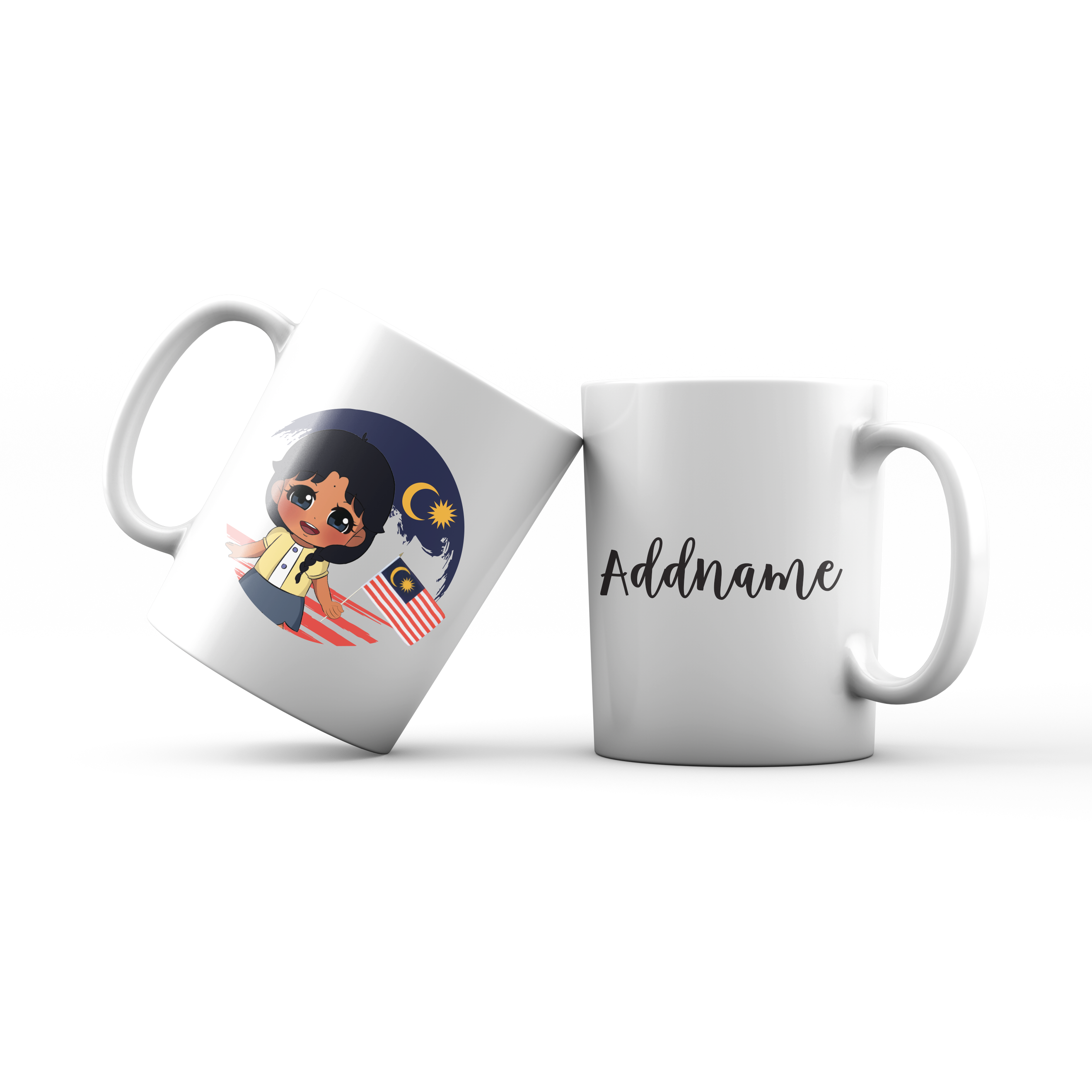 Merdeka Series Round Flag Indian Girl Addname Mug - FamsyMall
