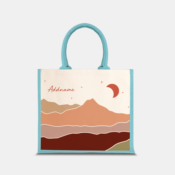 Kaira Series Half Lining Jute Bag - Asfar Light Blue - FamsyMall