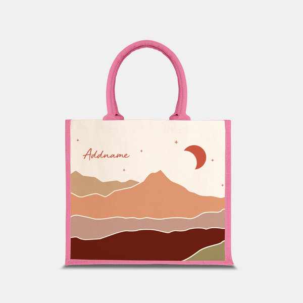 Kaira Series Half Lining Jute Bag - Asfar Light Pink - FamsyMall