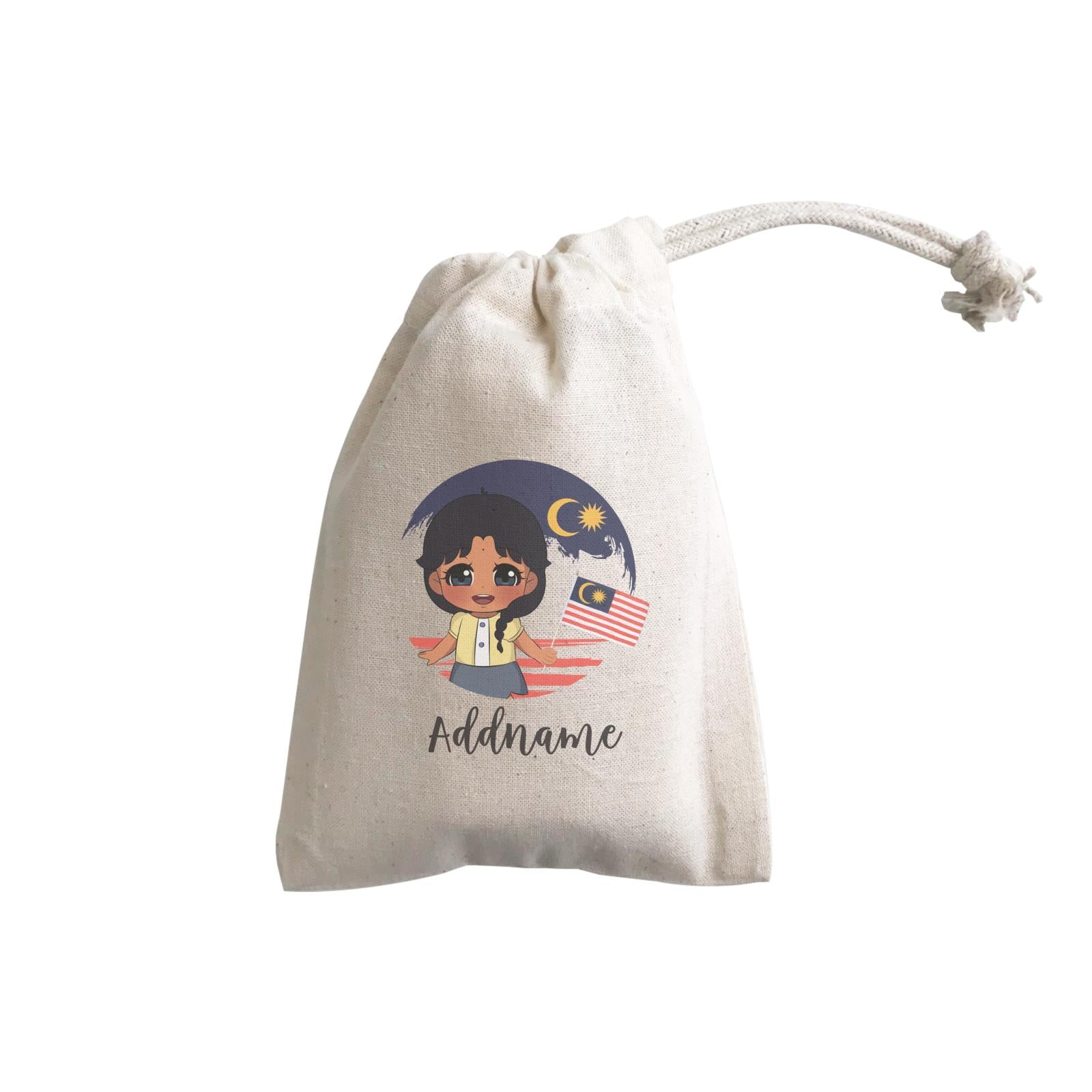 Merdeka Series Round Flag Indian Girl Addname GP Gift Pouch - FamsyMall